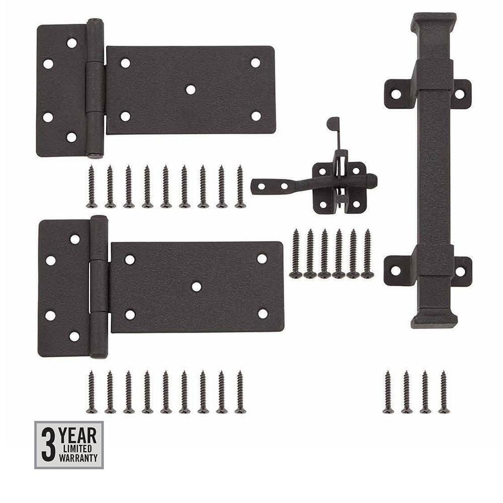 Everbilt Black Rust Defender Decorative Gate Hinge and Pull Set 70028 ...