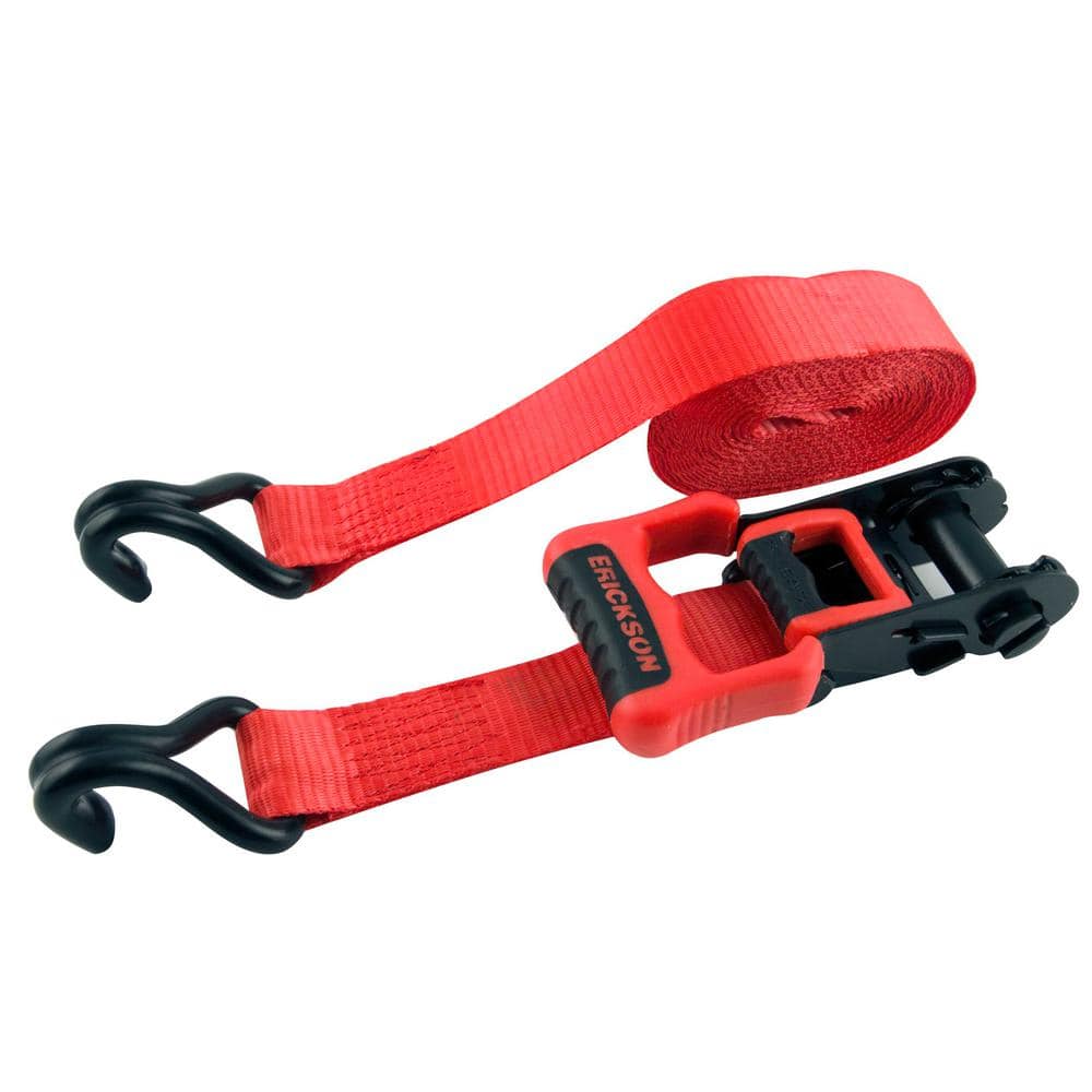 Erickson 16 ft. x 1-1/4 in. Ratchet Strap with blk Vinyl J Hks (4-Pack ...