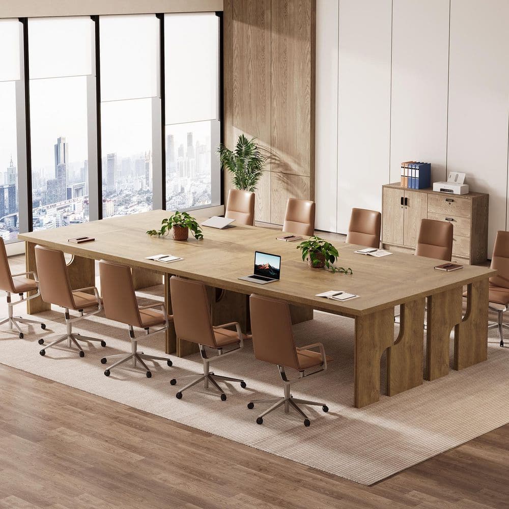 BYBLIGHT Moronia 63 in. Rectangle Brown Wood Conference Room Business ...
