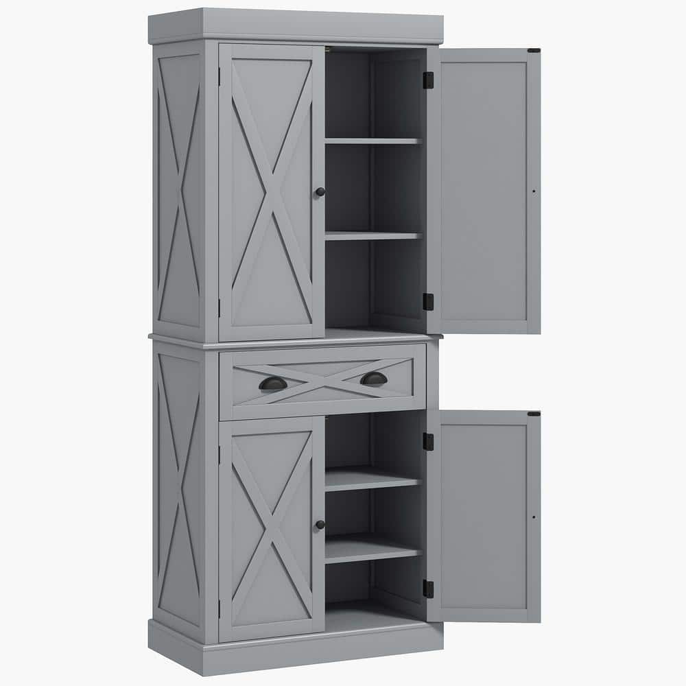 HOMCOM 72 in. Kitchen Pantry Storage Cabinet with Adjustable Shelves ...