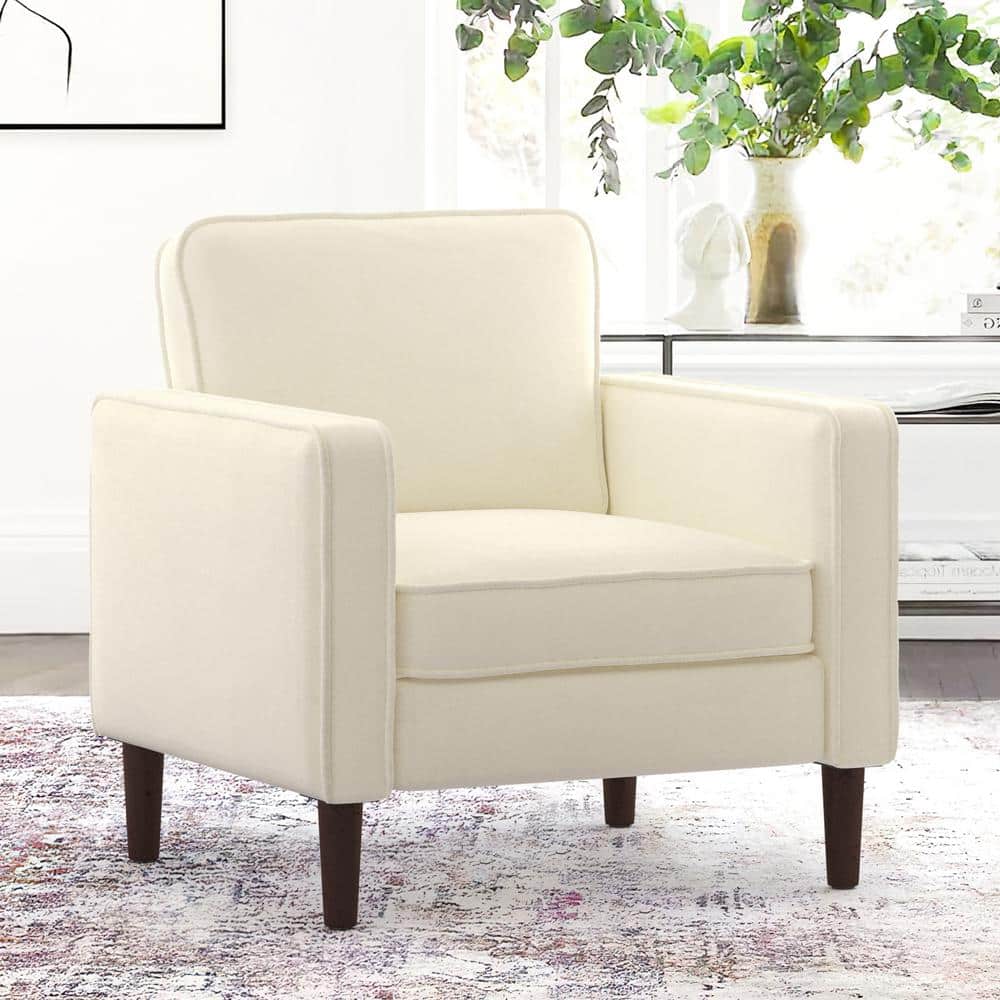LUE BONA Galen Beige Mid Century Modern Arm Chair for Living Room ...