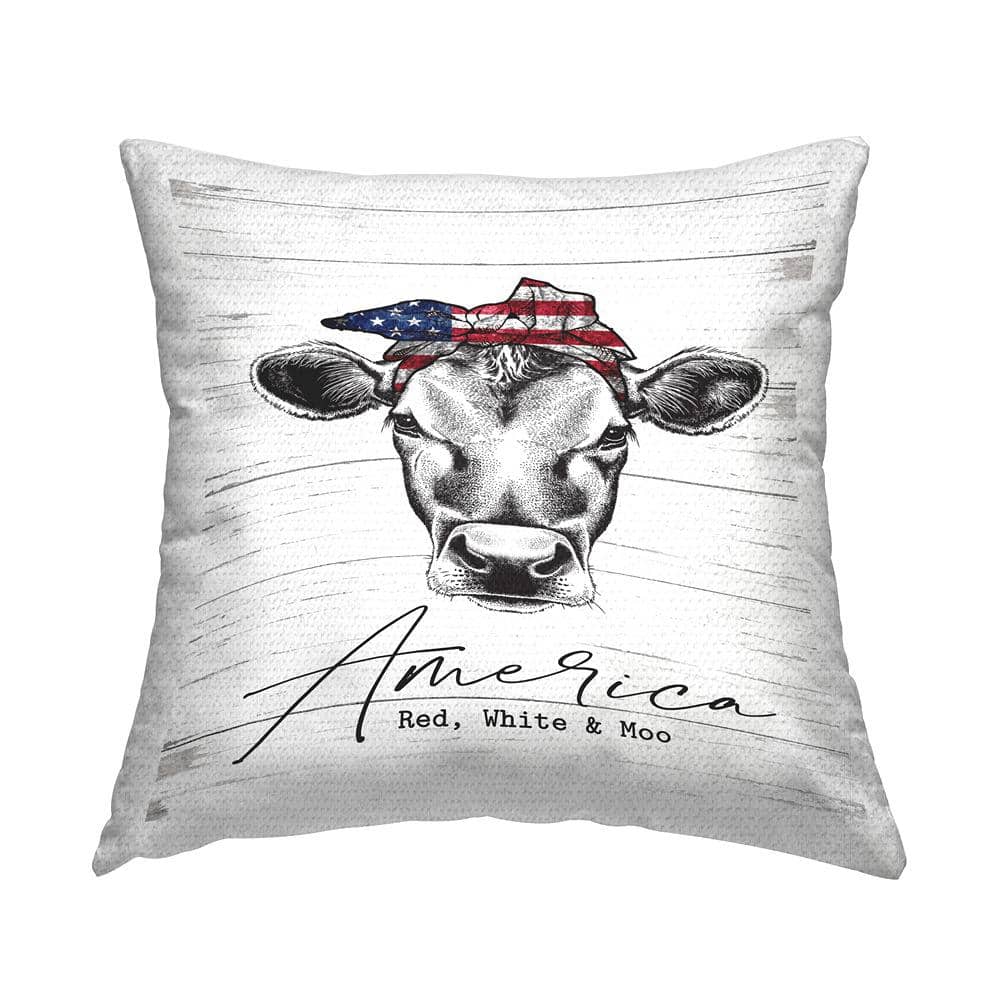 Stupell Industries Red White and Moo Cow Grey Square Outdoor Throw Pillow plc-118_osq_18x18 ...