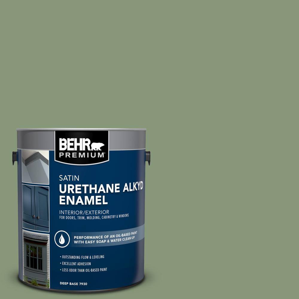BEHR PREMIUM 1 gal. #S390-5 Laurel Tree Urethane Alkyd Satin Enamel ...