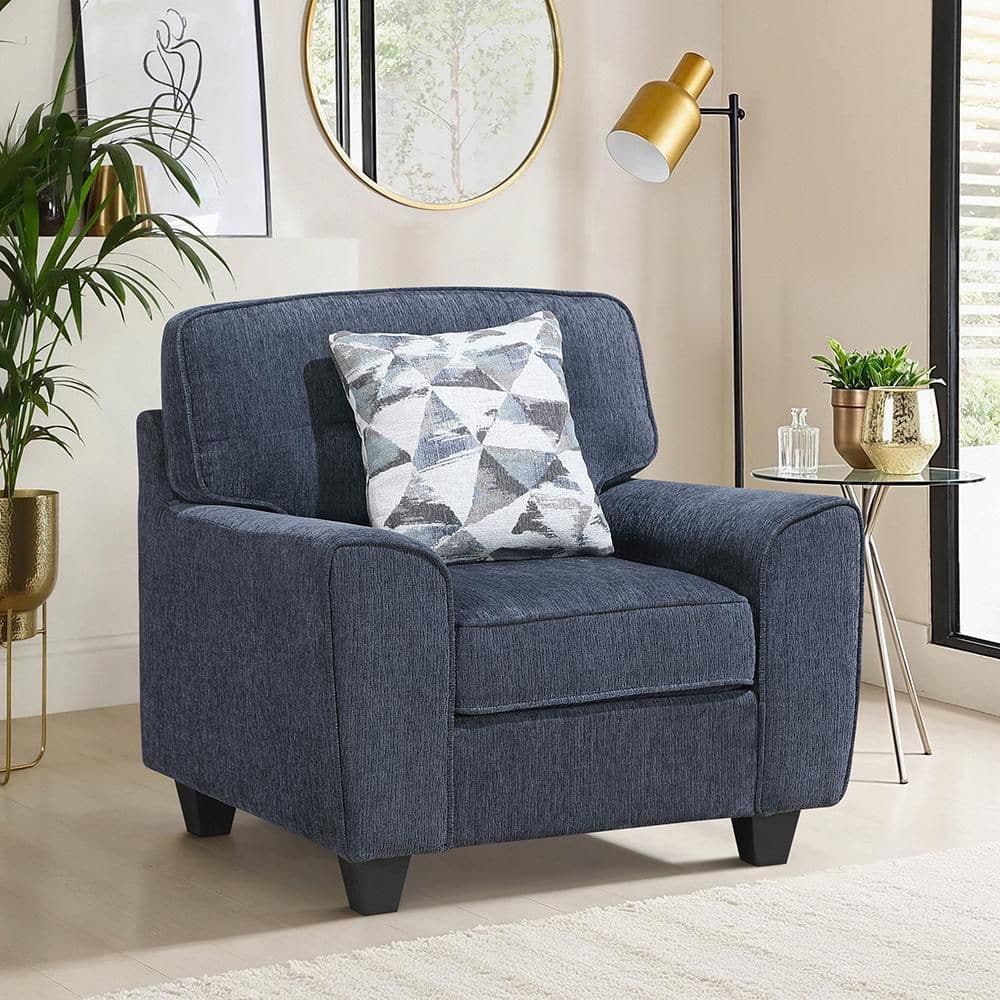 Lazzara Odelia Chenille Upholstery Blue Arm Chair 8416BU-1 - The Home Depot