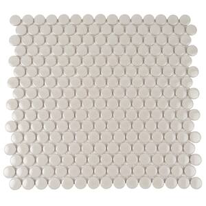 Apollo Tile Cirkel 4 in. x 0.25 in. Glossy Metallic Silver Porcelain ...