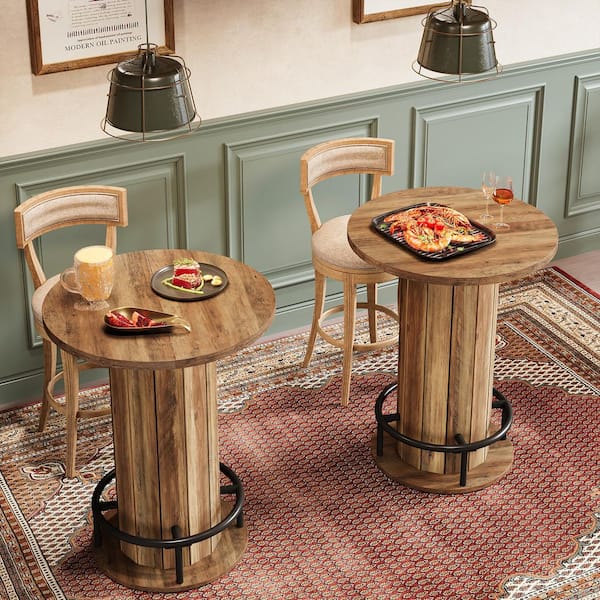 BYBLIGHT Moronia Farmhouse Round Wood 31.5 in. Pedestal Dining Table ...