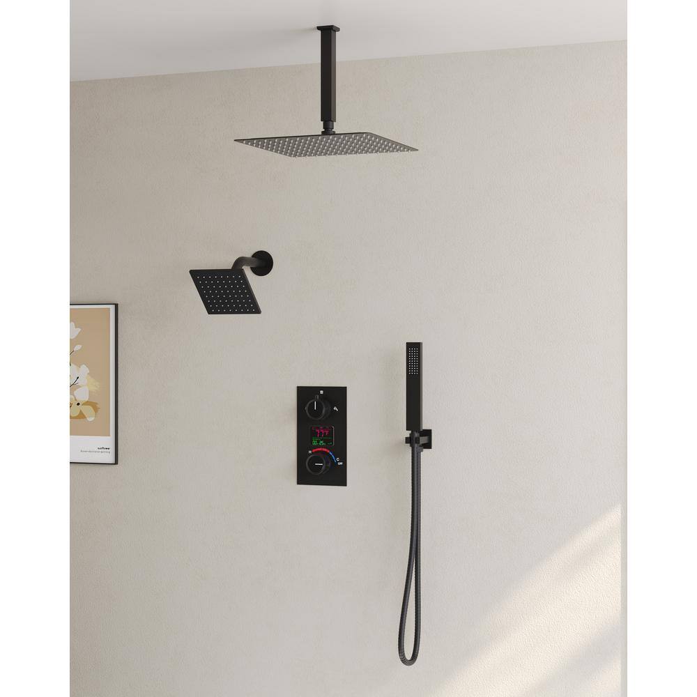 EVERSTEIN 3-spray Dual Shower Head and Handheld Shower Head with LCD ...