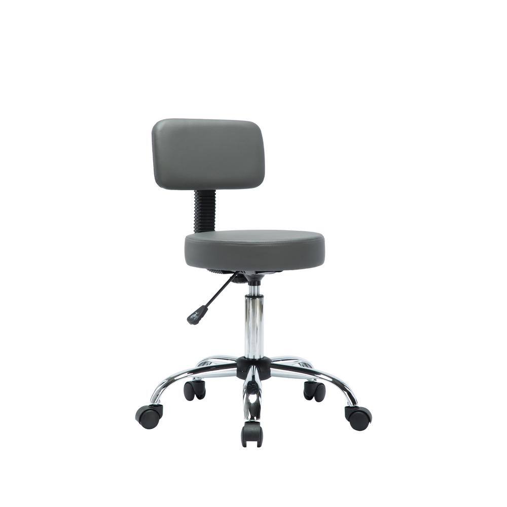 MAYKOOSH Gray Adjustable Drafting Stool with Wheels and Backrest, Faux ...