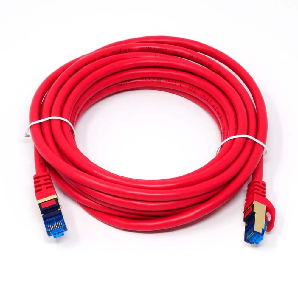 QualGear 15 ft. Cat 7 Round High-Speed Ethernet Cable Red QG-CAT7R-15FT ...
