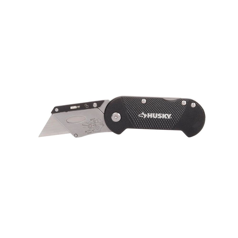 Husky COMPACT FOLDING LOCK-BACK Utility Knife 00160 - The Home Depot