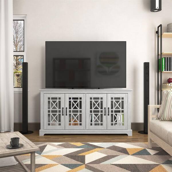 GALANO Isadora 59.6 in. Dusty Gray Oak 4 Door Tv Stand 1500 Fits TV ft.s up to 65 in. SH DIPU7437AMS