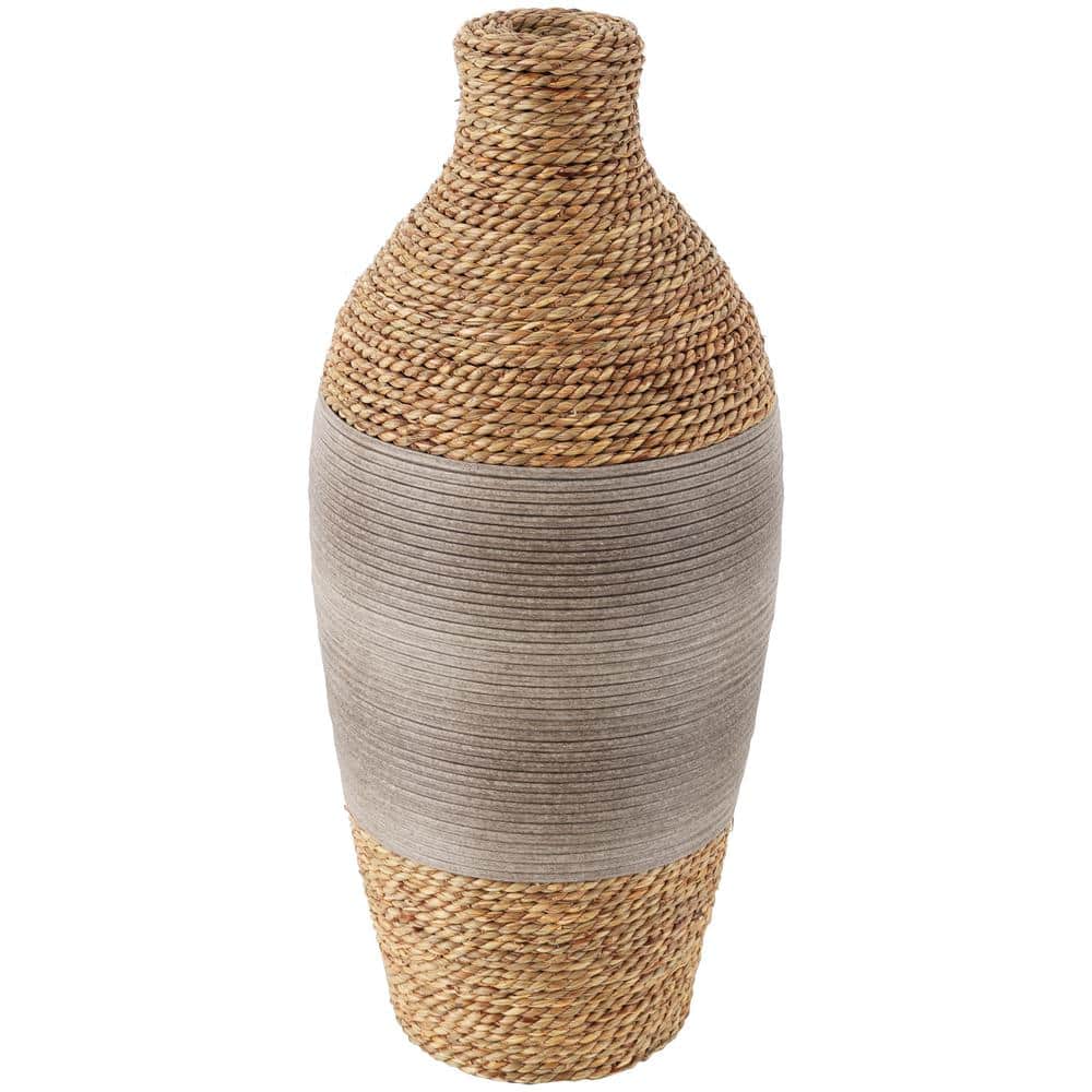 Litton Lane 19 in. Brown Handmade Rounded Wrapped Seagrass Decorative ...