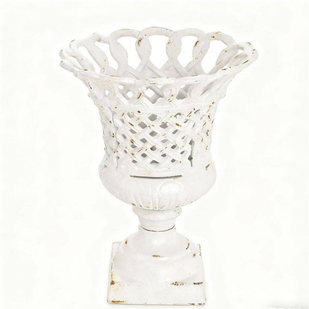 8 in. W x 10 in. H White Iron Urn HPCXDKZT41 - The Home Depot