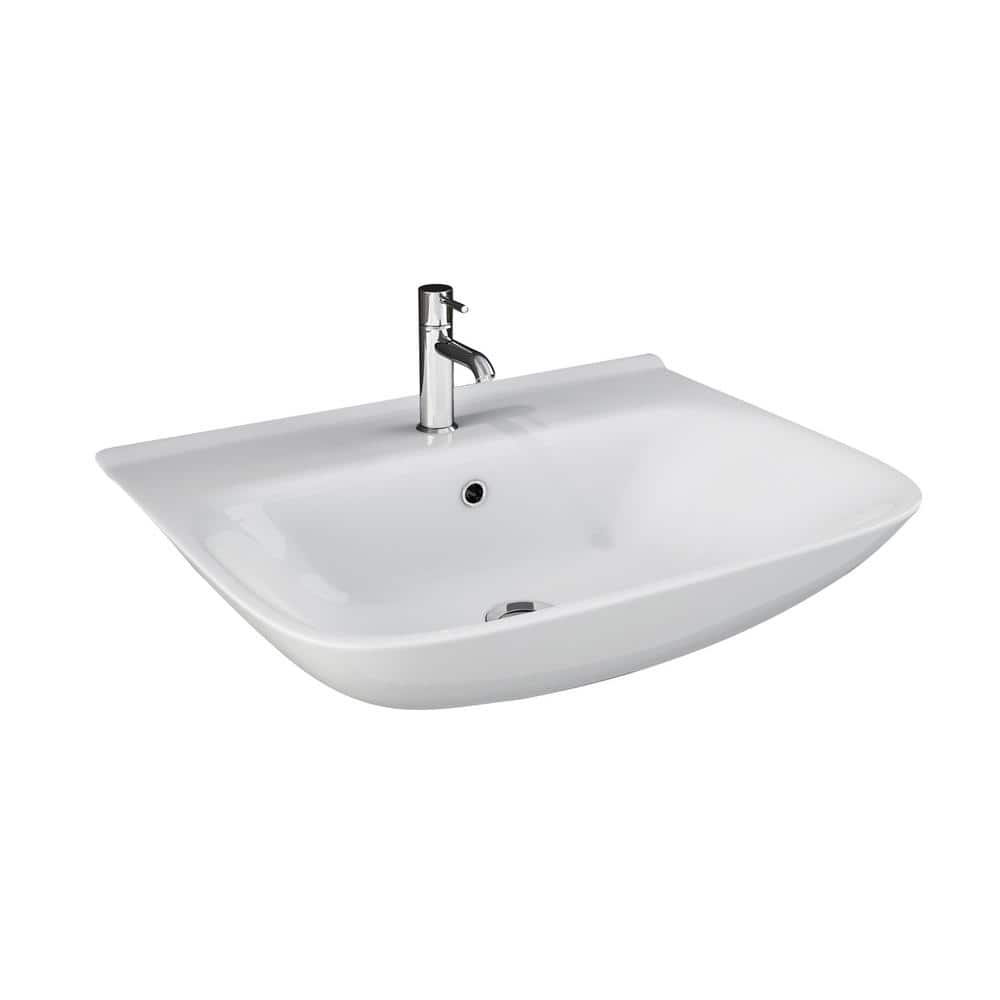 Barclay Products Eden 450 Wall-Mount Sink in White with 1 Faucet Hole 4 ...