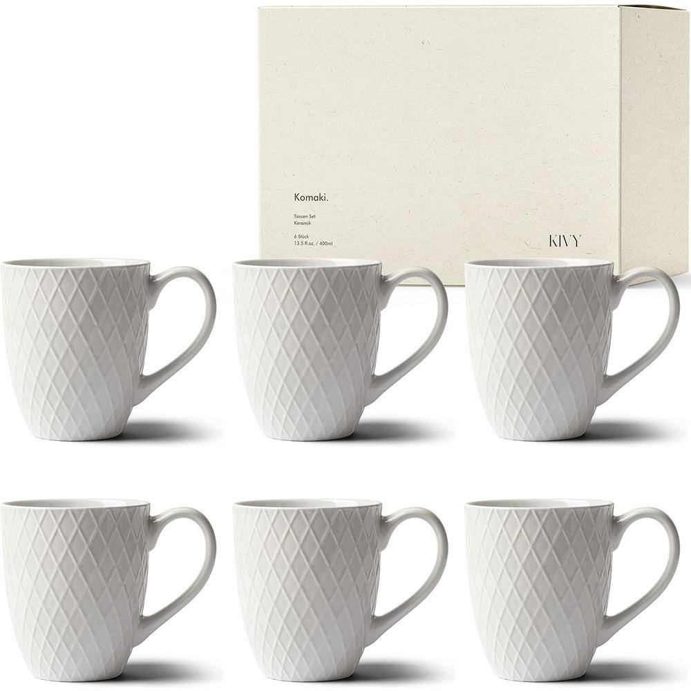 Aoibox 12oz Large Ceramic Coffee Mugs with Big Handle for Tea, Set of 6 ...