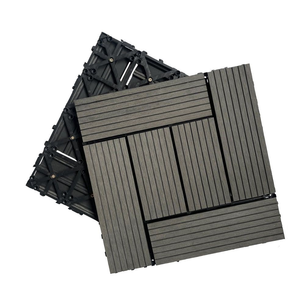 Tunearary 11.8 in. x 11.8 in. Outdoor Patio Wood Plastic Composite ...