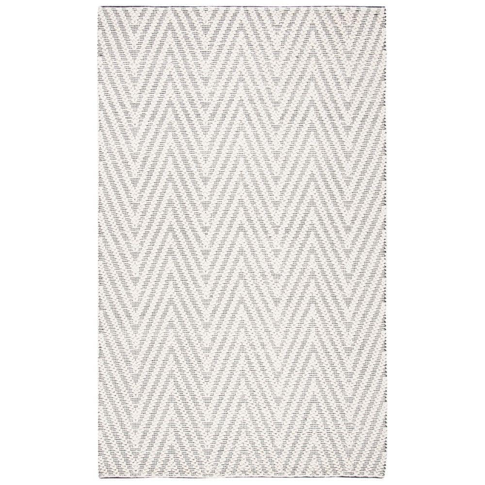 SAFAVIEH Natura 6 ft. x 9 ft. Ivory/Black Zig-Zag Striped Area Rug ...