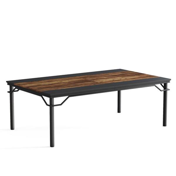BYBLIGHT 78.7 in. Rectangular Brown and Black Wood Executive Desk ...