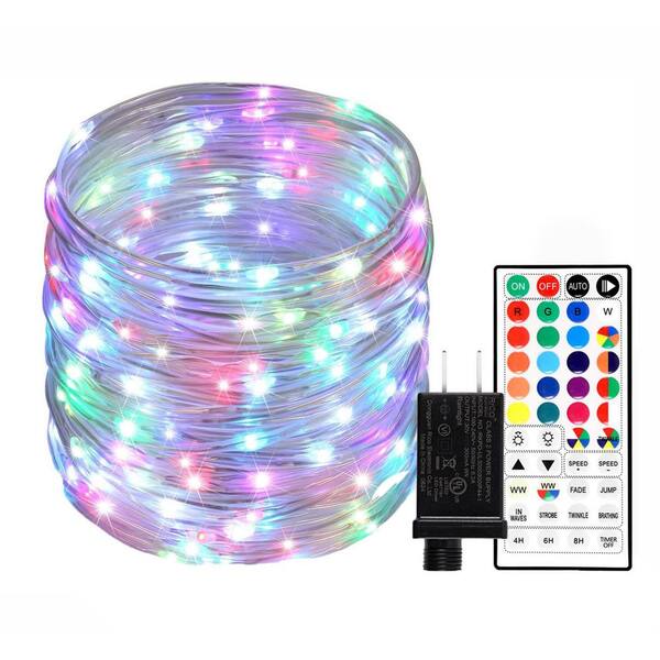 OBJLGEV 80ft. Outdoor Color Changing Plug-in Integrated LED Rope Light ...