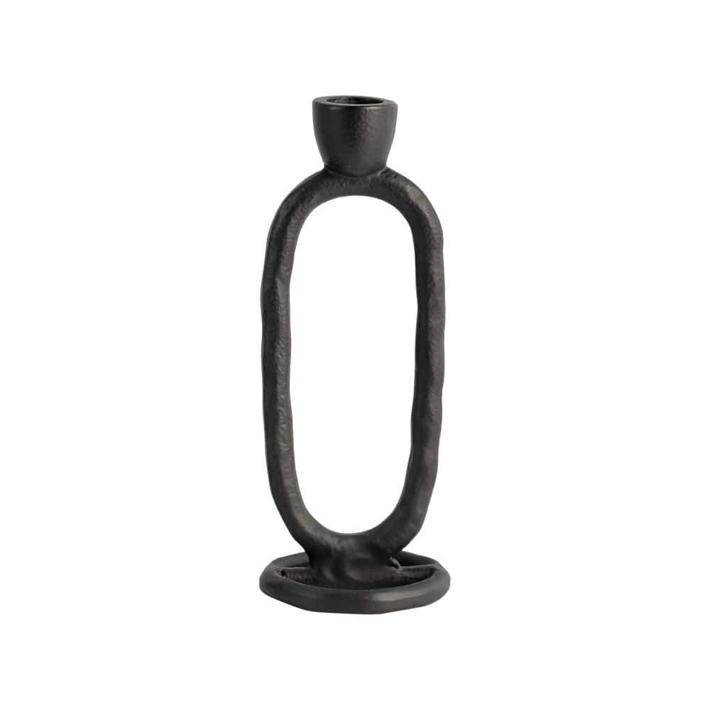 Liv & Skye 8 in. Black Metal Open Oval Ring Taper Candle Holder 18185 ...