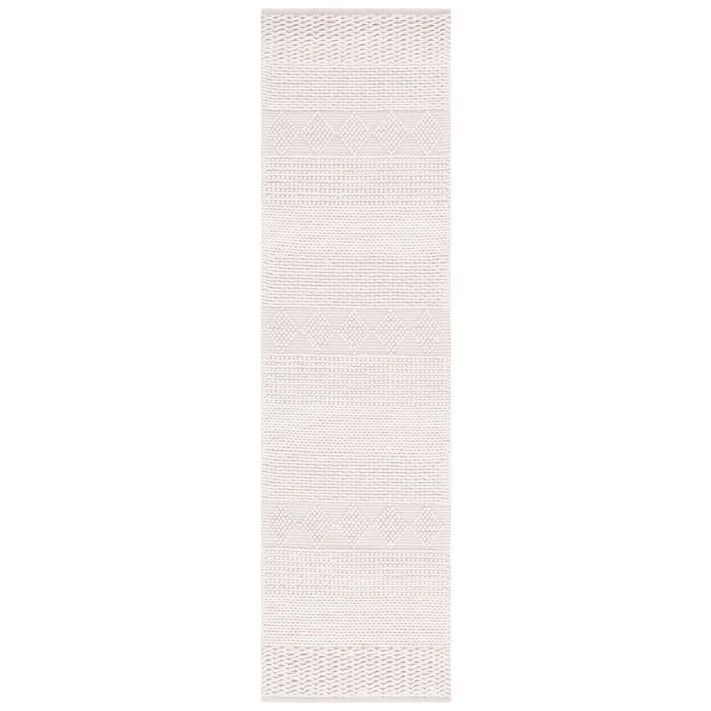 SAFAVIEH Natura 2 ft. x 8 ft. Ivory Diamond Striped Runner Rug NAT218A ...