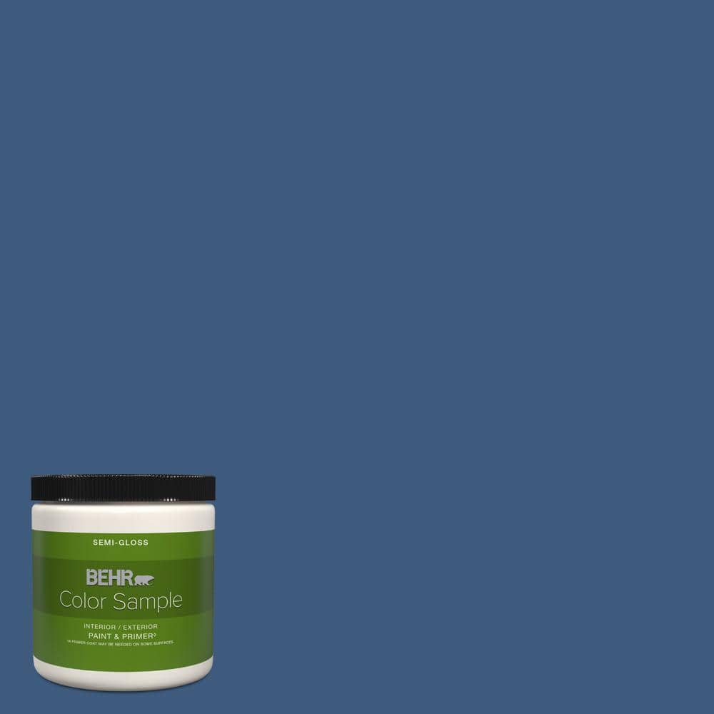 BEHR PREMIUM PLUS 8 oz. #M520-7 Admiral Blue Semi-Gloss Interior ...
