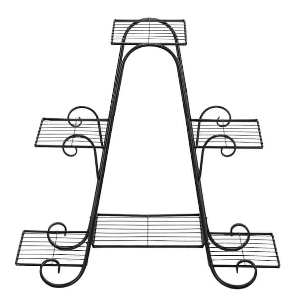 Cubilan 31 in. High Arched 4-Tier Metal Plant Stand with 6 Vertical ...