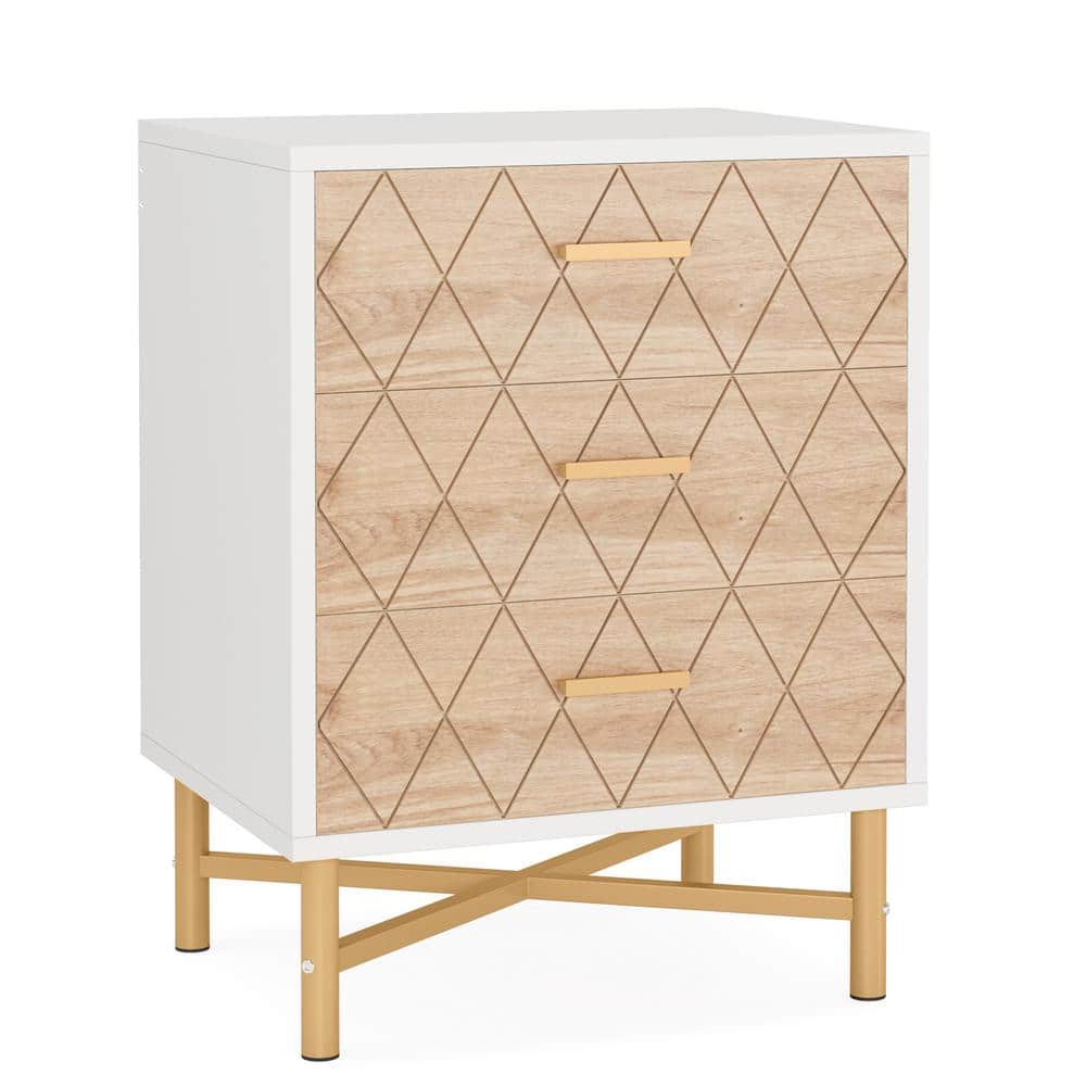 BYBLIGHT Fenley Yellow 3-Drawer 20 In Width Nightstand, Modern Bedside ...