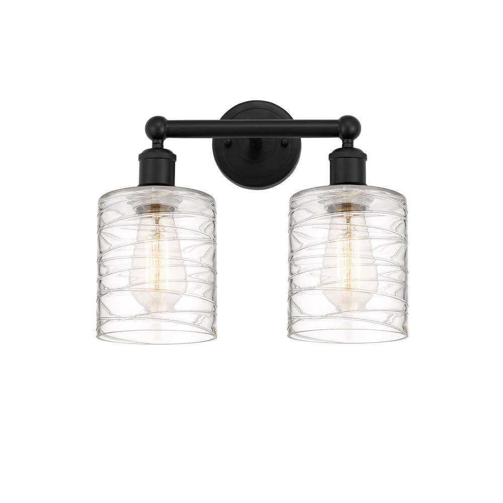 Innovations Cobbleskill 14 in. 2 Light Matte Black, Deco Swirl Vanity ...