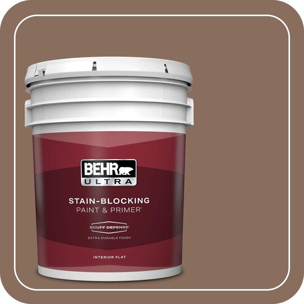 BEHR ULTRA 5 gal. #N190-6 Nut Brown Extra Durable Flat Interior Paint ...