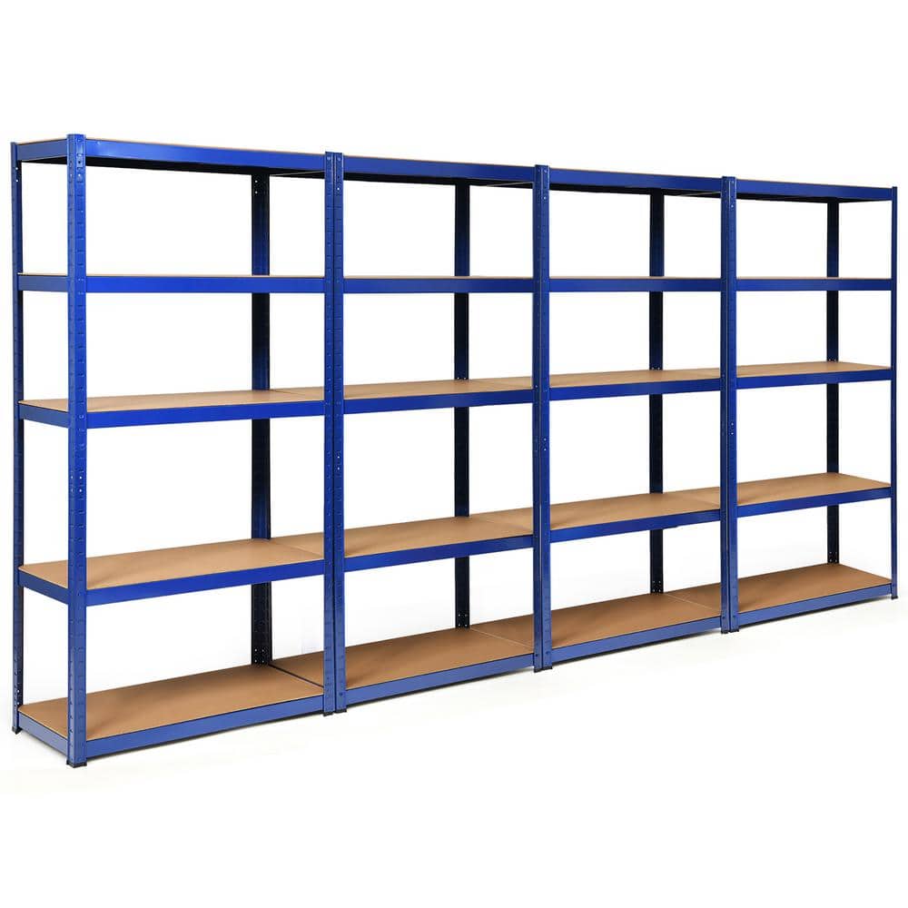 Costway 4-Piece 72 in. Navy Heavy Duty Steel 5 Level Garage Shelf ...