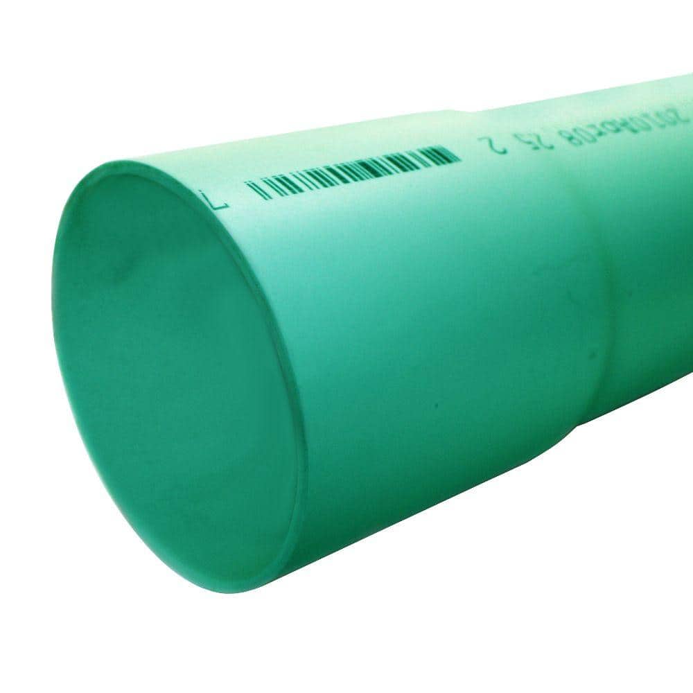 JM EAGLE 4 in. x 10 ft. Rigid PVC SDR35 Gravity Sewer Pipe Green Belled ...