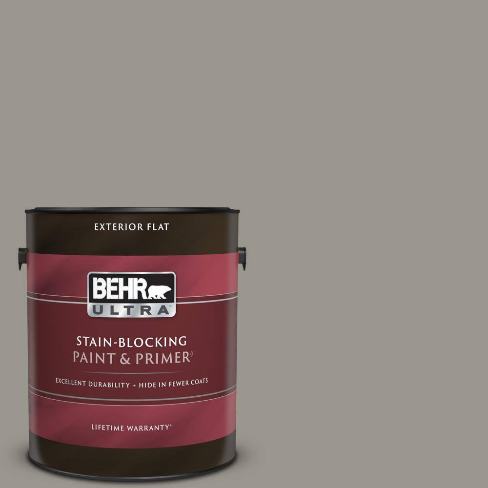 BEHR ULTRA 1 gal. #N360-4 Battleship Gray Flat Exterior Paint & Primer ...
