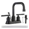 ARCORA 4 in. Centerset Double-Handle High Arc Bathroom Faucet with Drain Kit Included in Matte ...