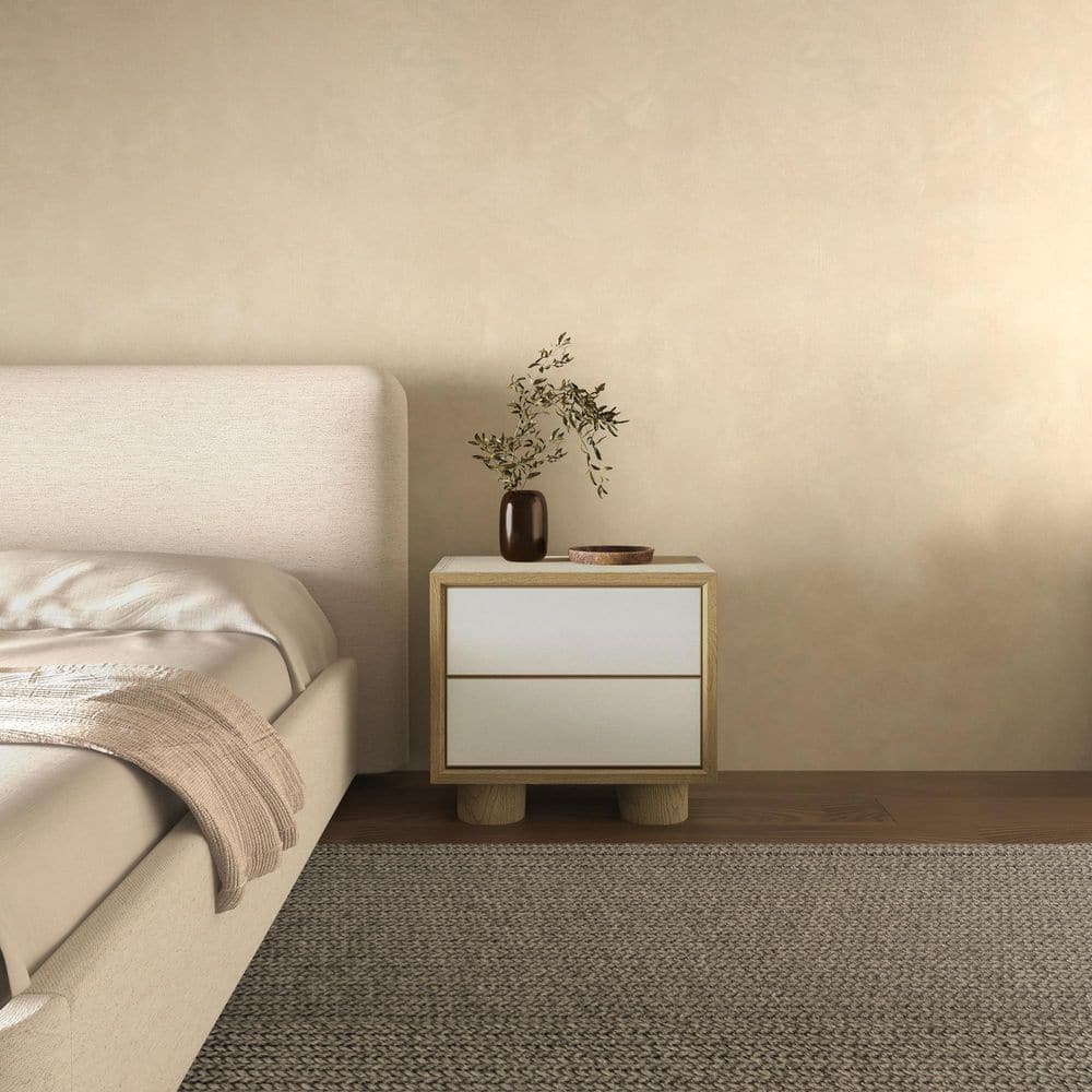 NADAAL STUDIOS Alarno White 2-Drawer 24 in. W Nightstand VL-1100-18-NA ...