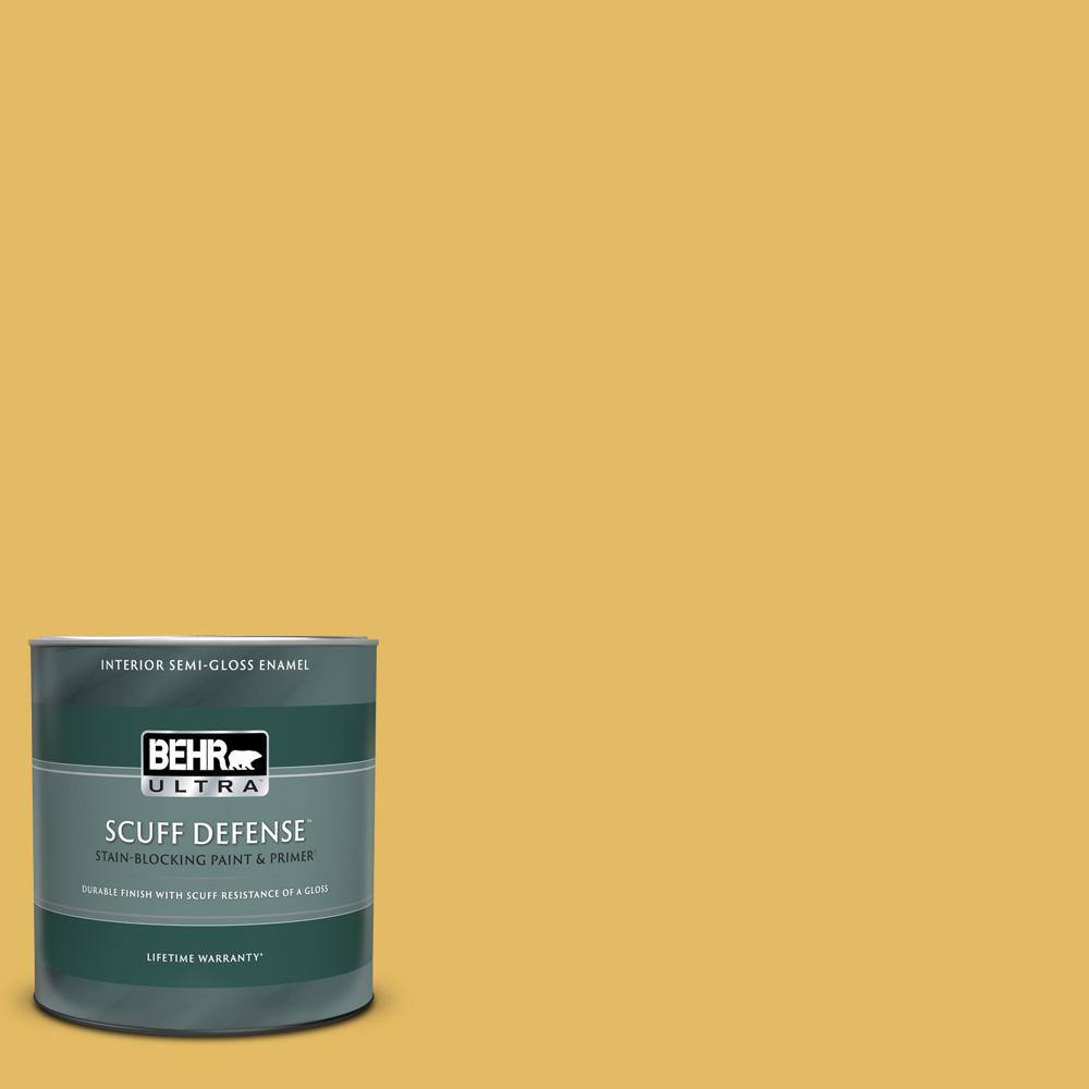 BEHR ULTRA 1 qt. #MQ4-12 Dandelion Wish Extra Durable Semi-Gloss Enamel ...