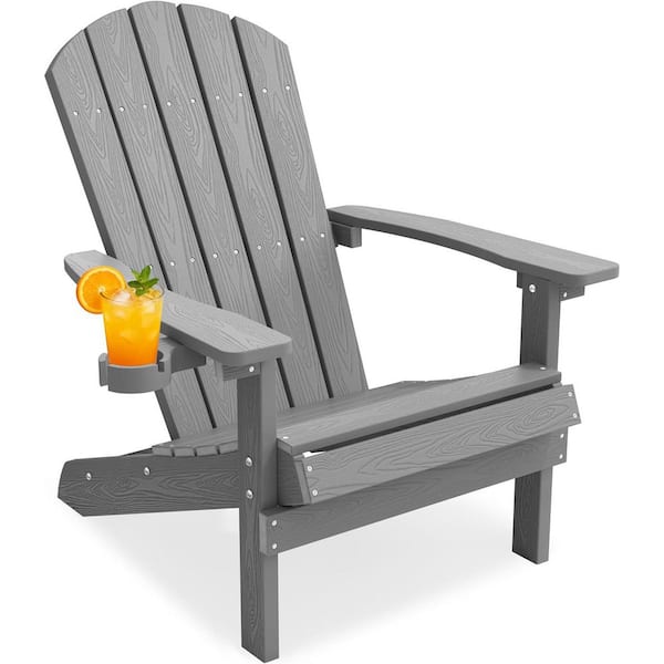 Reviews for JEAREY HDPE Classic Gray Folding Plastic Adirondack Chair ...
