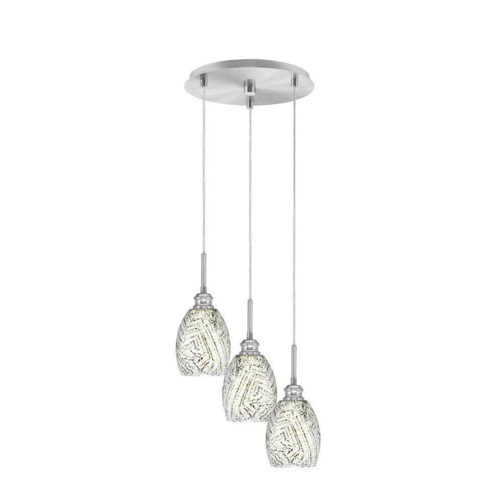 Albany 60-Watt 13.5 in. 3-Light Brushed Nickel Cord Pendant Light ...