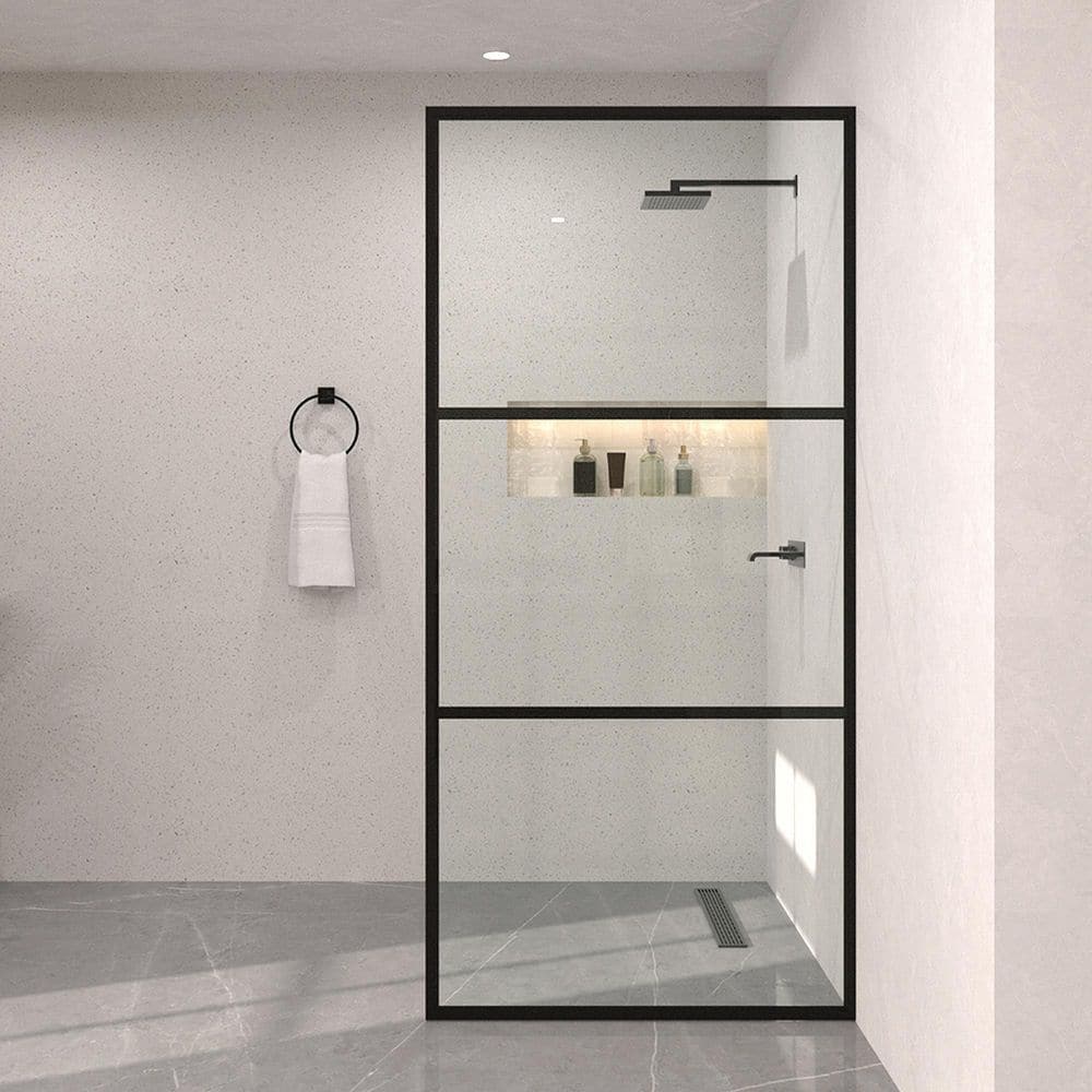 Hermitage Bath Monture 34 in. W x 72 in. H Fixed Framed Shower Screen ...