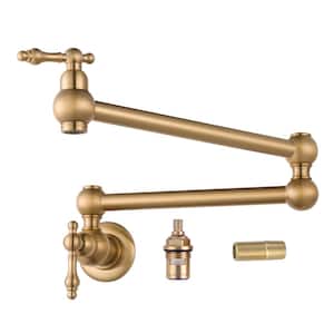 ALEASHA Wall Mounted Pot Filler with Double Joint Swing in Brushed Gold ...