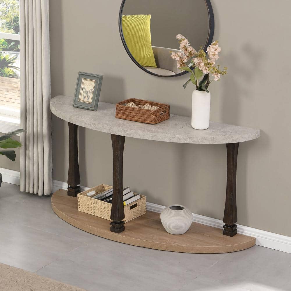 Zeus & Ruta 48 in. x 16 in. x 30 in. Semi Circle Demilune Sofa Table in ...