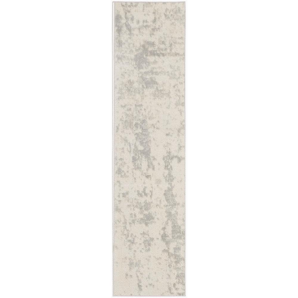 Nourison Concerto Cream Grey 2 ft. x 8 ft. Abstract Contemporary Runner ...