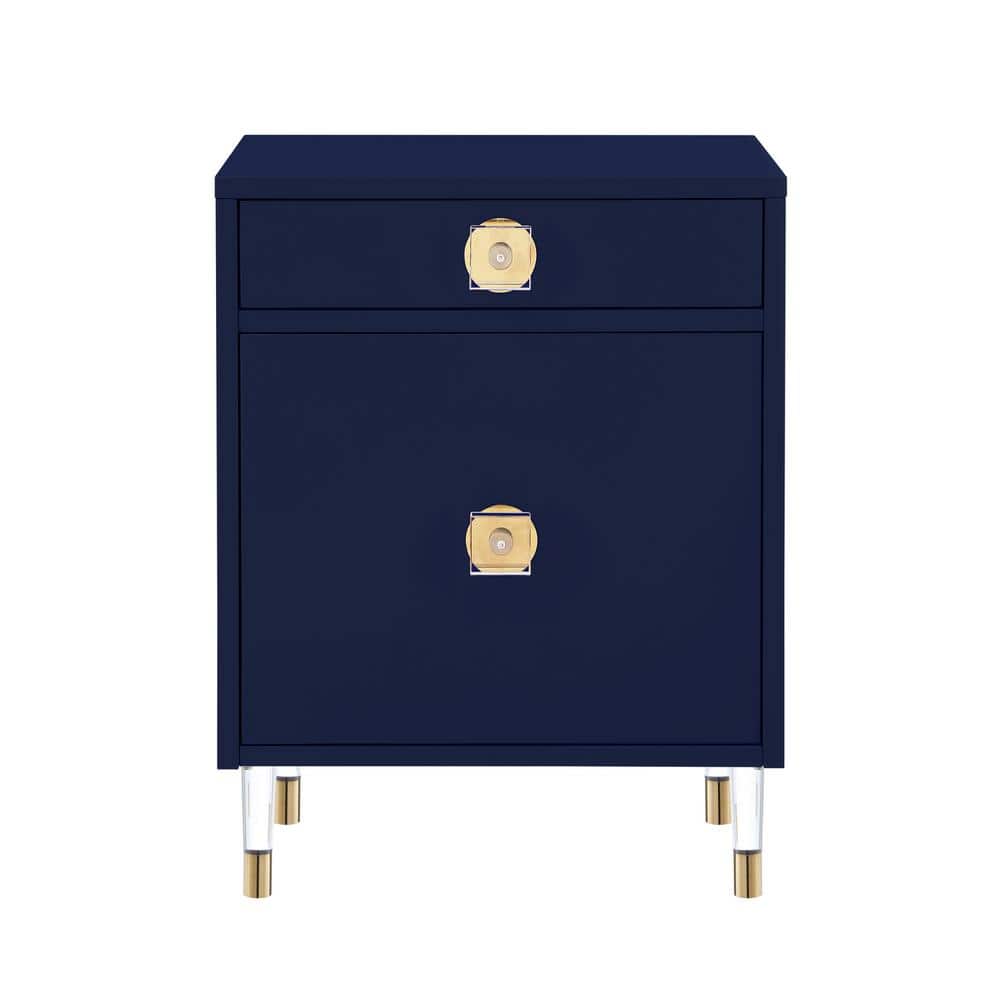 Nicole Miller Margussi Modern Dark Navy End Table Acrylic Knob/Leg ...