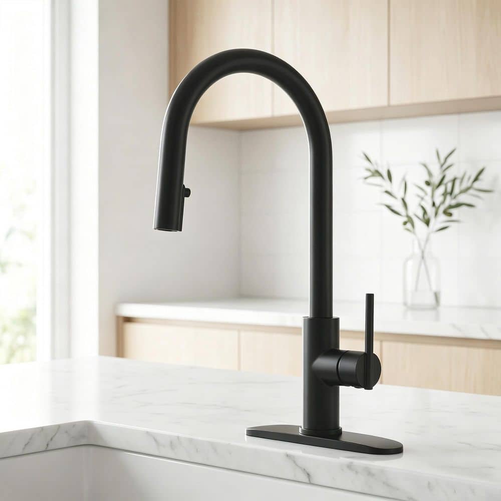 ATKING Built-in 2 Mode Sprayer Single Handle Pull Down Sprayer Kitchen ...