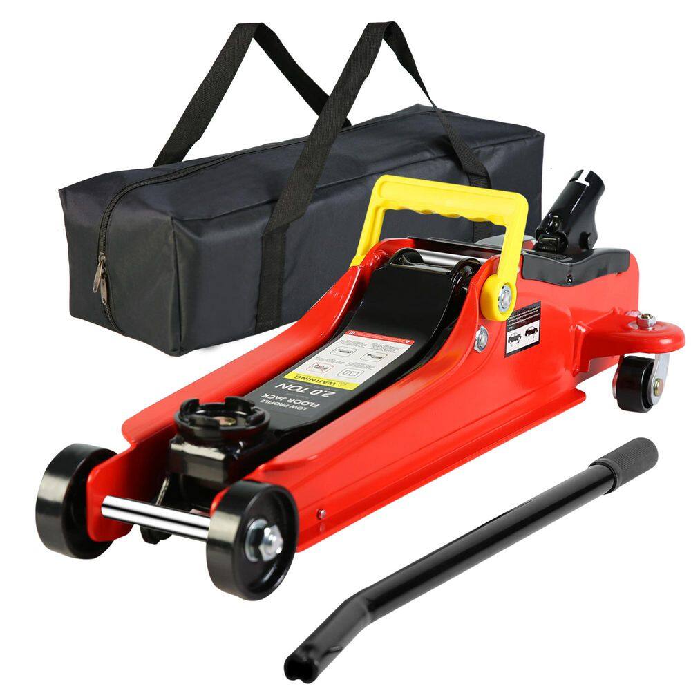 Damodpoy 2-Ton Steel Low Profile Ground Red Jack, 3.3 ft. to 15.2 ft ...