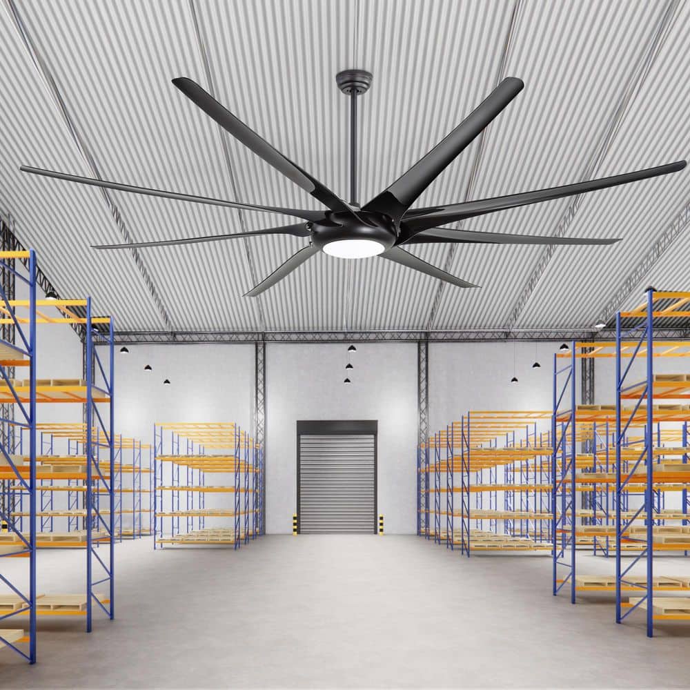 Breezary Vincent 100 in. Windmill Black HVLS Ceiling Fan with ...