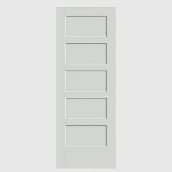 Masonite 32 in. x 80 in. 5-Panel Bayshore Single Bore Hollow Core Ultra ...