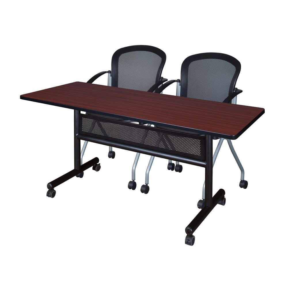 Regency Kobe 60 in x 24 in. Mahogany Flip-Top Privacy Nesting Table ...