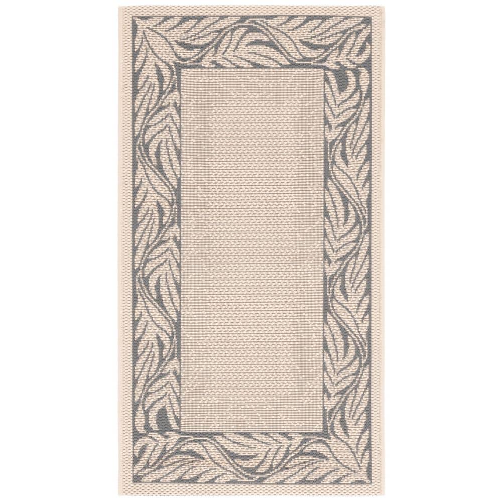 SAFAVIEH Courtyard Sand/Gray Doormat 3 ft. x 5 ft. Border Indoor ...