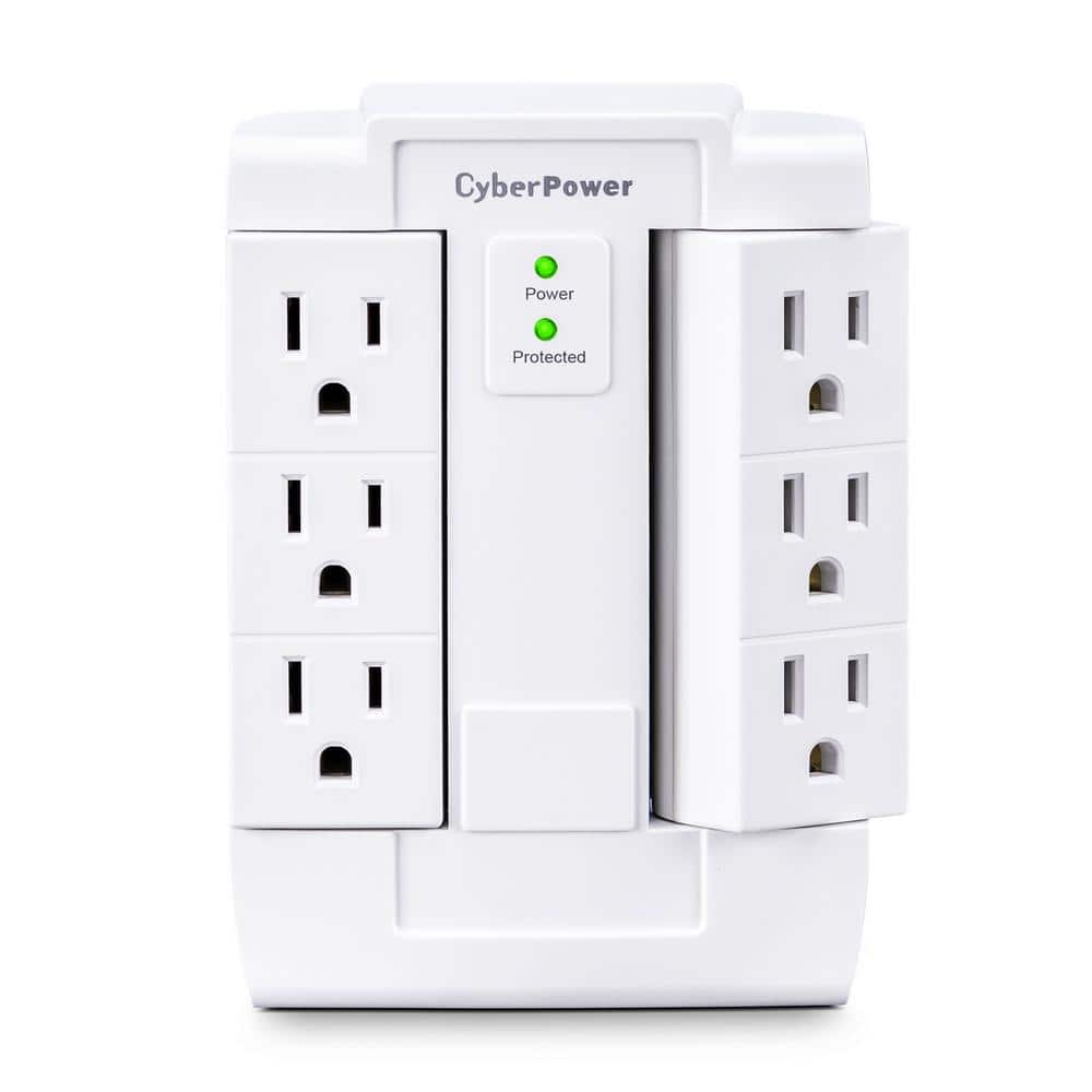CyberPower 900-Jouels 6-Outlet Swivel Wall Tap, White B600WSRC2GS - The ...